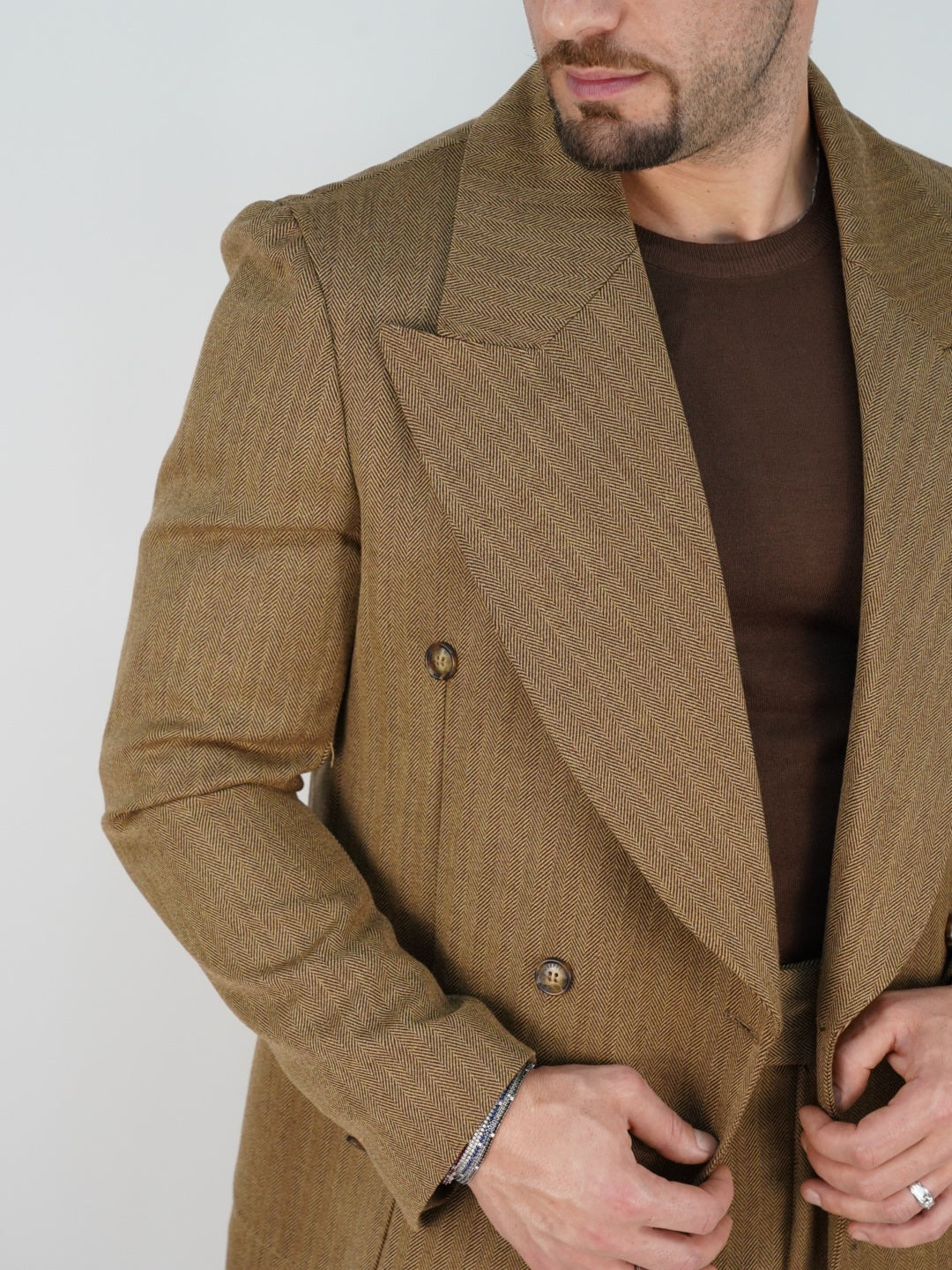 Giuseppe Tammaro Collection - Abito Extensive spigato marrone ...